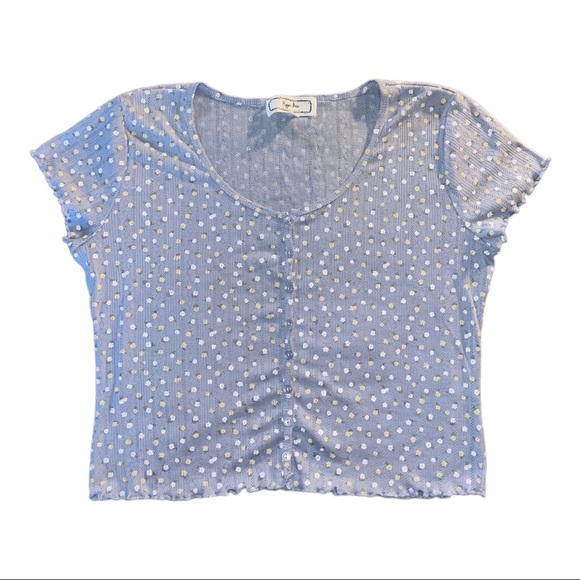 Hippie Rose | Tops | Hippie Rose Buttonup Cropped Top Floral Blue ...